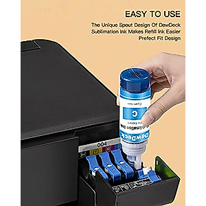 DewDeck 440ML Sublimation Ink Refill for EcoTank Supertank F170 ET-2720 ET-2760 ET-2800 ET-2803 ET-2850 ET-3710 ET-3760 ET-4700 ET-4760 ET-4800 ET-15000 ET-7710 (ICC Free / Anti-UV / Autofill)