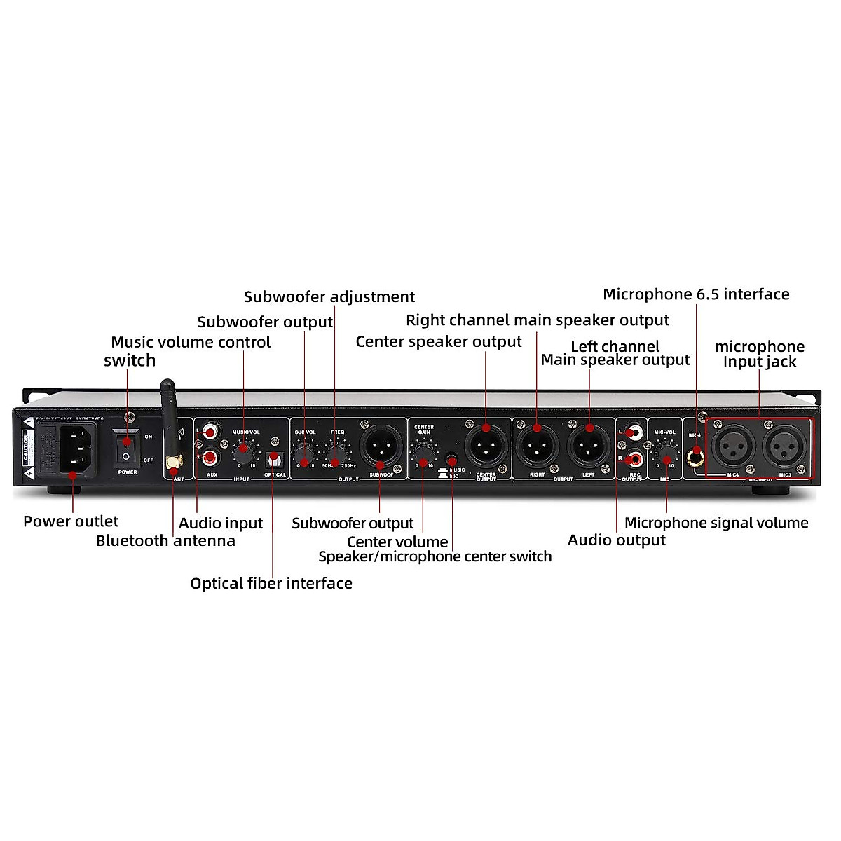 Depusheng REV3900 Professional KTV Pre-effector Household Reverberator Karaoke Anti-howling Audio Processor USB Bluetooth Device