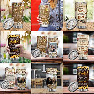 Wassmin Best Friends Tumblers Personalized Tumbler With Picture Photo Bestie Tumblers 20oz 30oz Coffee Travel Mug Birthday Christmas Presents Besties Cup Gifts For Women BFF Soul Sister