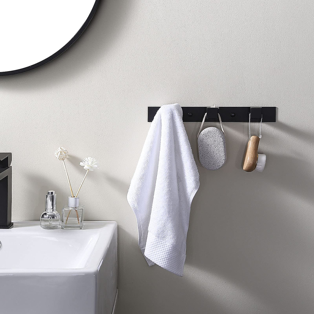 KES Coat Hooks Towel Hook Rack 3 Hooks Set Hook Rail Wall Mount SUS 304 Stainless Steel Matt Black, AH210H3DG-BK