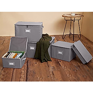 Covermates Keepsakes - Zip-Top Storage Box - Heavy Duty Polyester- Reinforced Handles - Stackable Design - Indoor Storage-Graphite