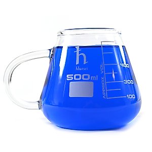 EISCO Premium Erlenmeyer Flask Mug, Borosilicate Glass, 16.9oz (500mL) Capacity