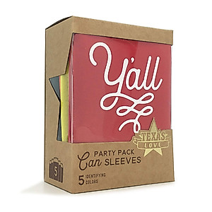 Y'all Texas Party Beverage Insulator in Five Colors Can Sleeve Insulator Texas Gift