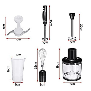 4 in1 Immersion Blender Handheld 304 Stainless Steel Blades, 5 Speed & 3-Angle Adjustable Chopper Beaker Whisk and Beater for Milkshakes Smoothies Soup Baby Food