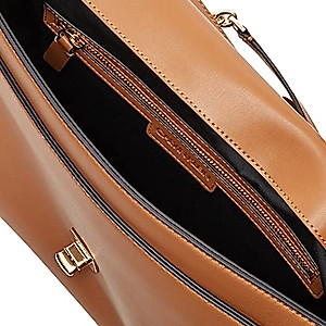 Calvin Klein Soft Lock Lamb Leather Large Convertible Crossbody Shoulder Bag, Caramel