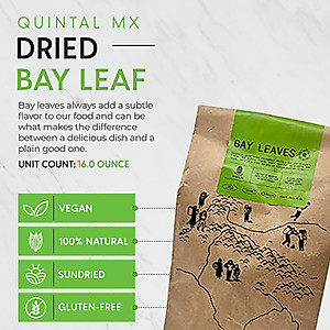QUINTAL MX Natural Bay Leaves Whole, Hojas de Laurel, Dried Bay Leaf for Cooking, Whole Bay Leaves Dried for a Variety of Recipes, RESEALABLE BAG (16OZ)