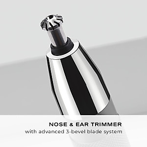 ConairMan Nose Hair Trimmer for Men, For Nose, Ear, and Eyebrows, Patent 360 Bevel Blade for No Pull, No Snag Trimming Experience, Cordless Trimmer 5 piece Set with Professional Metal Handle