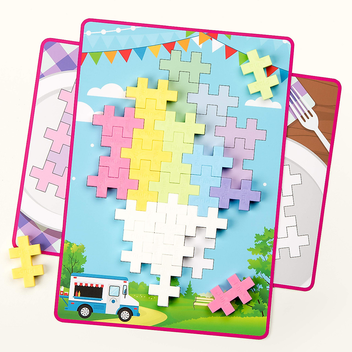 PLUS PLUS - BIG - BIG Picture Puzzles, Pastel Color Mix - Construction Building Stem Toy, Interlocking Large Puzzle Blocks for Toddlers and Preschool