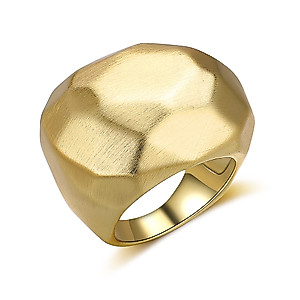Aprilery Gold and Silver Rings for Women, Chunky Signet Statement Rings Gold Plated Band Ring Wide Metal Square Rings Cocktail Costume Jewelry Gifts for Her