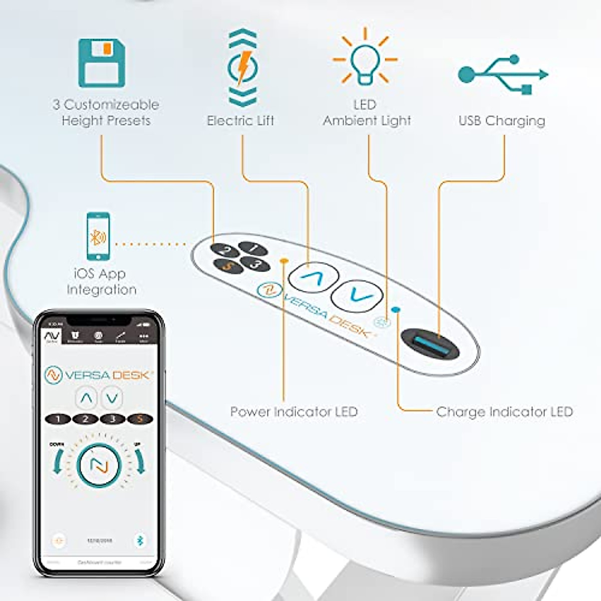 VERSADESK Elite Standing Desk Converter, 48" Wide X-Large PowerPro Elite Electric Height Adjustable Desk Riser with Programmable App Control, Hold 80 lbs, Keyboard Tray, USB Port Charger, Black