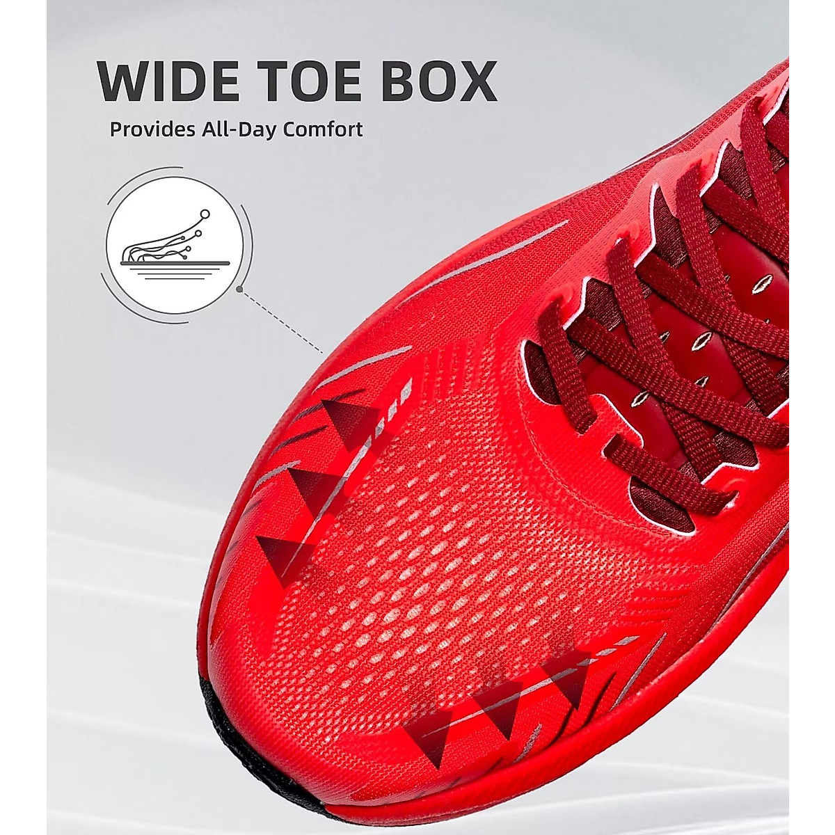 ONEMIX Breathable Men's Max Cushioned Walking Shoes with Arch Support for Plantar Fasciitis Flat Foot Pain Relief Air Lightweight Jogging Running Sneakers Shoes Non Slip Thick Sole,Red,Size 9.5