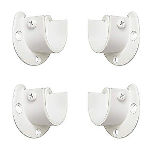 FYTRONDY White Edition Stainless Steel Closet Rod Bracket, U-Shaped Open Type Socket Bracket, Wardrobe Bracket, Shower Curtain Rod Pole End Supports Sockets Flange (1-1/4 INCH, 4 Pack)