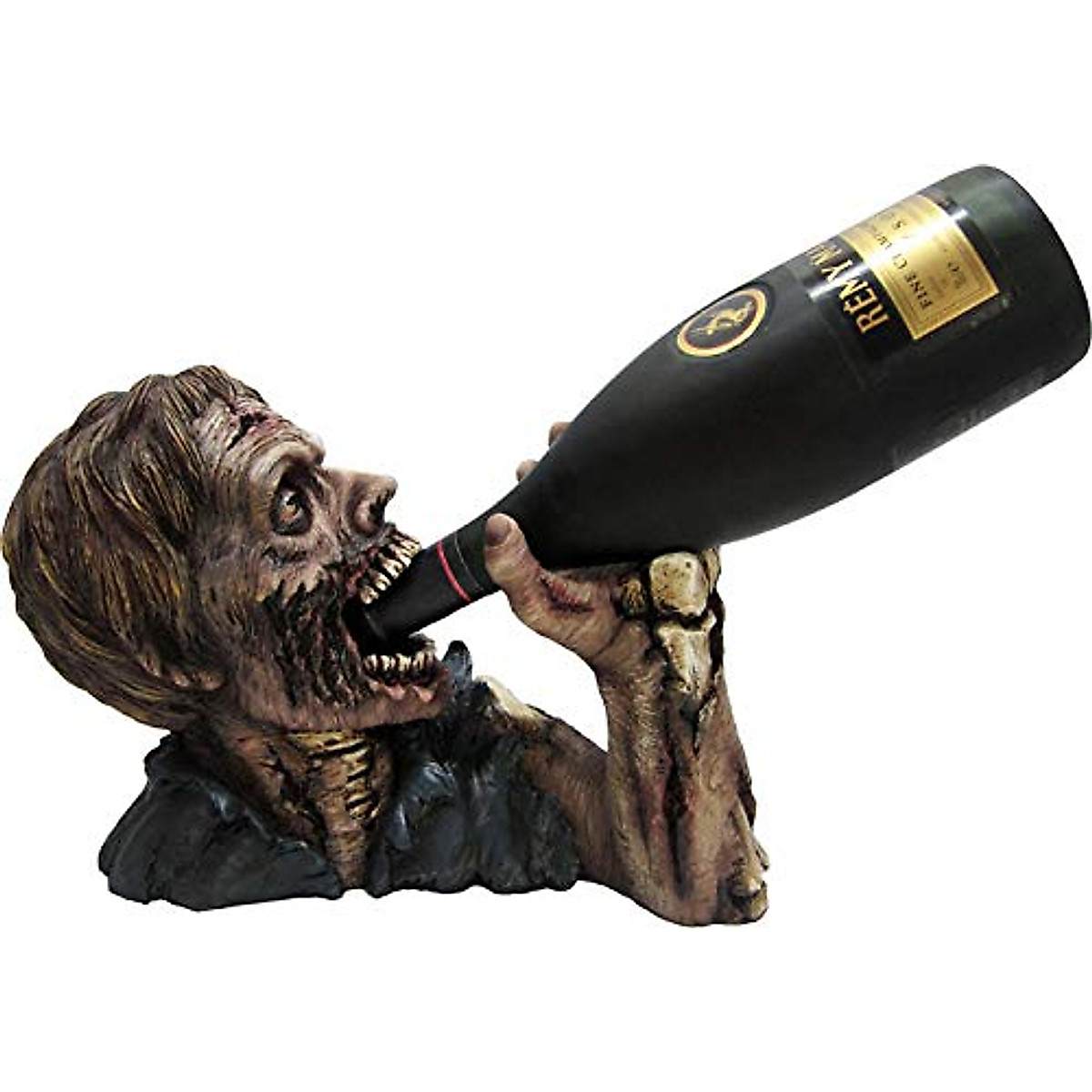 DWK Elixir of the Undead Zombie Wine and Beverage Bottle Holder Display Rack for Halloween Home Decor and Kitchen, 12-inch