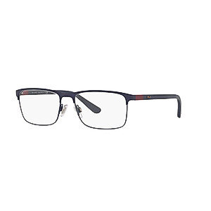 Polo Ralph Lauren Men's PH1190 Rectangular Prescription Eyewear Frames, Matte Navy Blue/Demo Lens, 56 mm