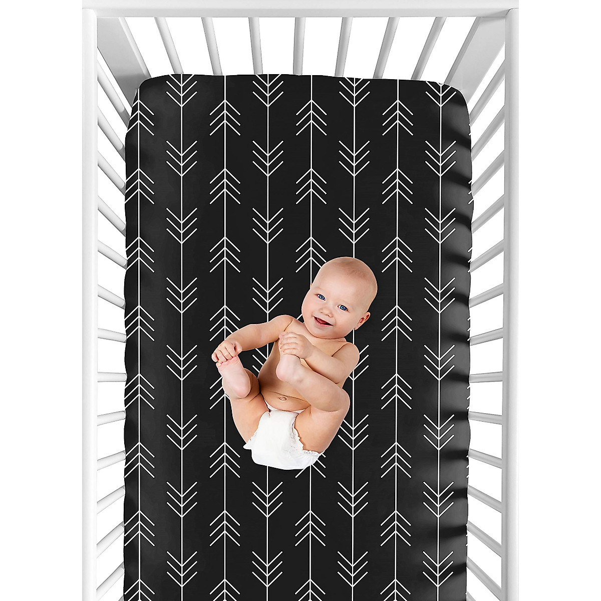 Sweet Jojo Designs Woodland Arrow Boy Fitted Crib Sheet Baby or Toddler Bed Nursery - Black and White Rustic Country Lumberjack