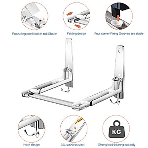 Microwave Bracket Wall Mount, Stainless Steel Microwave Oven Stand Shelf Rack, Heavy Duty and Sturdy Brackets for Kitchen Space Saver, Max Load 100 lbs
