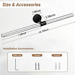 Bjiotun 16 Inch Towel Bar, Acrylic Hand Towel Holder for Bathroom Wall Mounted Towel Rack Rustproof Towel Hanger for Bathroom Cabinet Kitchen (SUS304 Stainless Steel Base, Matte Black)