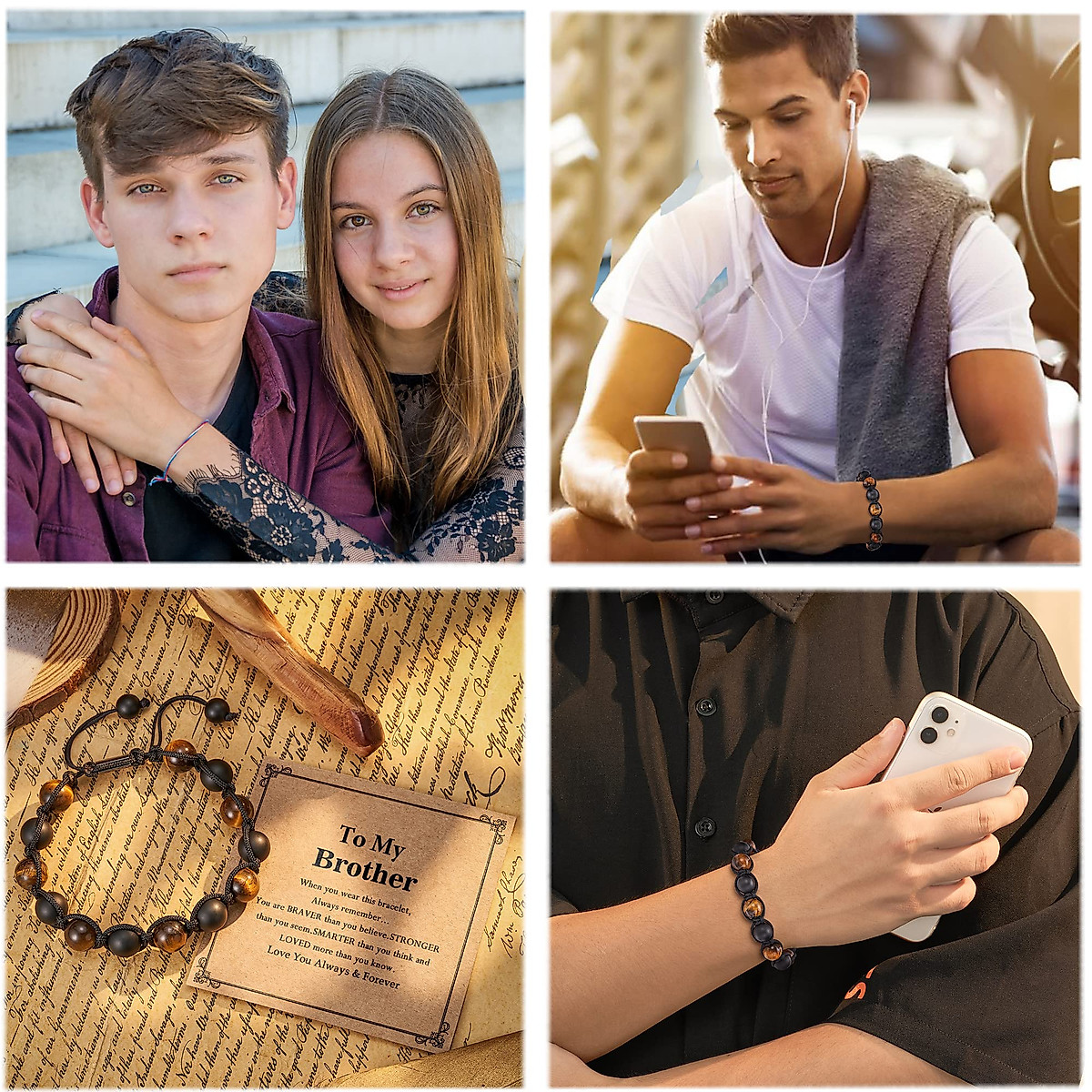 PPJew Brother Gifts Brother Bracelet Birthday Gifts for Brother from Sister Christmas Encouragement Gift