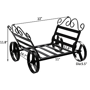 DOEWORKS Fireplace Log Rack Decorative Wheels Fire Wood Carriers Heavy Duty Firewood Holder Stand for Indoor/Outdoor Fire Place