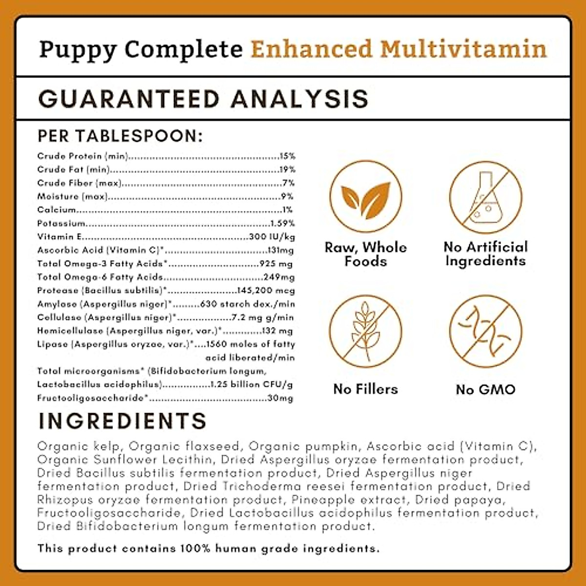 Wholistic Pet Organics Puppy Essentials - 8 Oz - Organic Pumpkin Powder Dog Supplement for Skin & Coat Health, Itching Relief, Omega 3 & Probiotics - Vitamins for Immune Support, Dog Food Additive