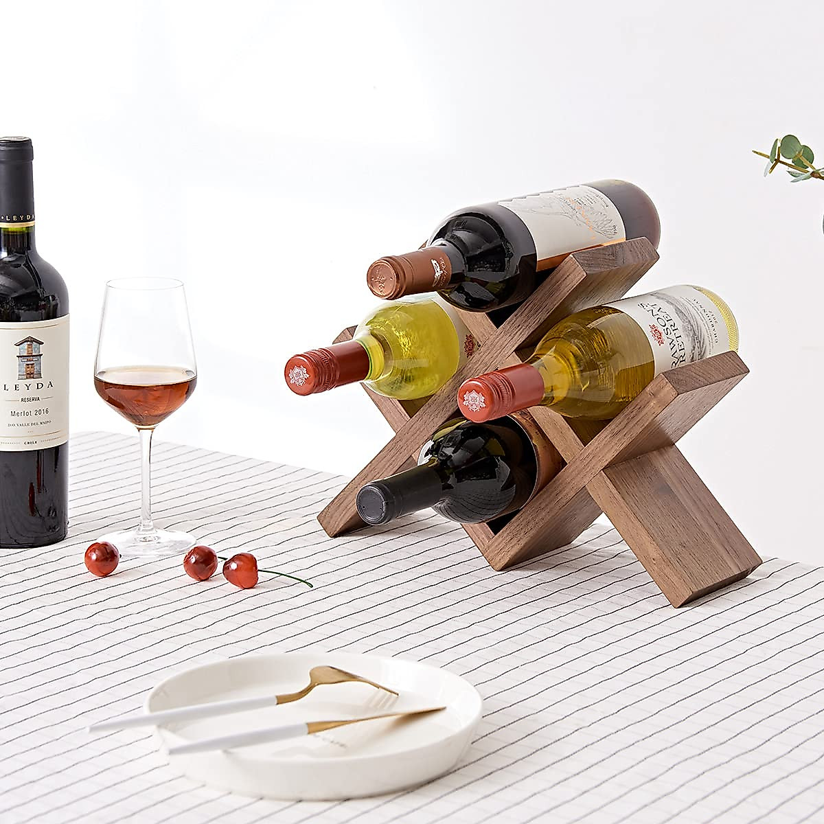 INMAN Oak Wood Wine Storage Rack countertop, Independent Capacity Wine Rack Durable Storage Rack, Suitable for Wine cellars, Bars, Homes and Kitchen Storage Racks(Walnut)