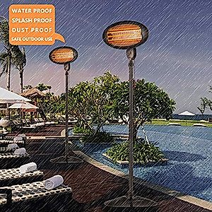 Patio Heater Indoor - Outdoor Electric Heater - 1500W Carbon Infrared Heater Floor Standing - Patio Heater,Infrared Heater,3 Power Levels Patio Heater,Waterproof for Garden,Garage,Bedroom