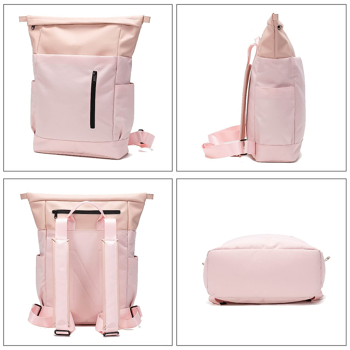 NOL Natural Organic Lifestyle Casual Daypacks for Women Lightweight Nylon Backpack Roomy Medium Size Backpacks (P pink)