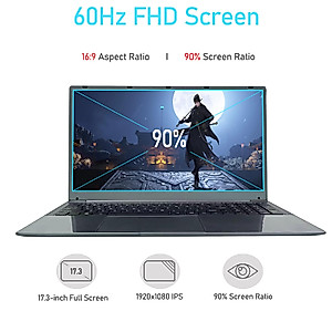 MTWZMM Laptop, 17.3 Inch Laptop, 8GB RAM 512 SSD, FHD 1920x1080 Display, Intel Celeron J4105(Up to 2.5GHz), Window 11, WiFi, Bluetooth 4.2, USB 3.0, Webcam, HDMI, for Students and Business