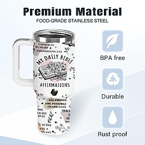 Christian Gifts for Women 40 Oz My Daily Bible Affirmations Cup Tumbler with Lids and Straws, Faith Based Bible Verse Gifts Coffee Mugs, Inspirational Religions Birthday Gift for Women Mom Friends