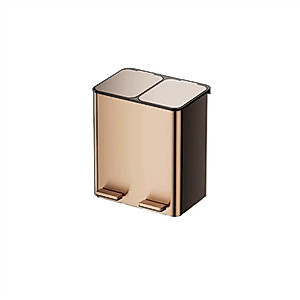 Trash Can 18L/24LHousehold Stainless Steel Trash Can Large Classified Trash Can Kitchen Living Room Office Double Trash Wastepaper Basket Trash Can Wastebasket (Color : Gold, Size : 18l)