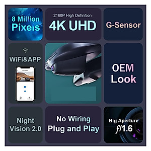 Fitcamx 4K Dash Cam Auto Camera Dashcam Car DVR Compatible with Alfa Romeo Giulia/Stelvio Quadrifoglio QV Veloce Sprint, (Color : for Giulia, Size : 4K Front Cam 64GB)