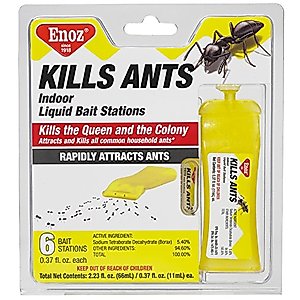 Enoz Kills Ants Liquid Ant Killer, Attracts and Kills The Queen Ant and The Colony Ants (Pack of 6, 36 Baits Total)