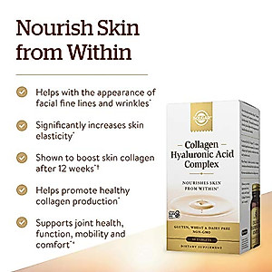 Solgar Collagen Hyaluronic Acid Complex, 30 Tablets - Hydrolyzed Collagen Type 2 - Helps with Fine Lines & Wrinkles - Boosts Skin Collagen & Elasticity - Non-GMO, Gluten & Dairy Free - 30 Servings