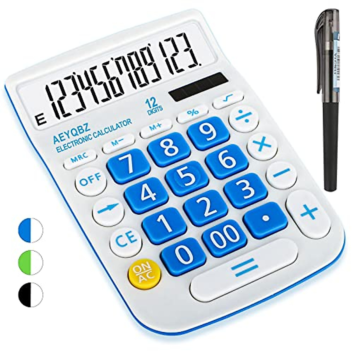 Calculators Desktop, Two Way Power Battery and Solar Desk Calculator, Big Buttons Easy to Press Used as Office Calculators for Desk, 12 Digit Adding Machine Calculators Large LCD Display(Blue)