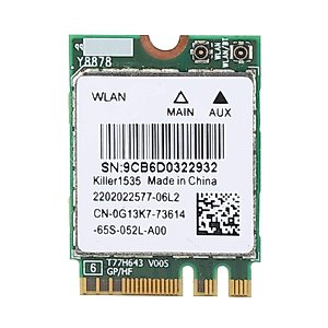 5G 867Mbps Bluetooth 4.1 Network Card, Game M.2 NGFF Adapter,for Killer -AC 1535 Band (2.4 GHz 5 GHz) 802.11ac NGFF M.2,for Notebook, Plug and Play