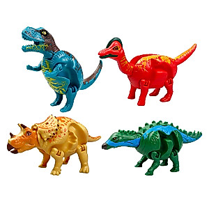 JoFAN 4 Pack Jumbo Dinosaur Deformation Eggs Prefilled Plastic Easter Eggs with Toys Inside for Kids Boys Girls Toddlers Easter Basket Stuffers Gifts Party Favors