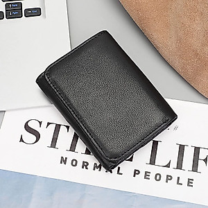 XIXIDIAN Fashion Men's Coin Purse Wallet RFID Blocking Man Leather Wallet，Genuine Leather Slim Trifold with ID Window (Color : Black, Size : 11 * 8CM)