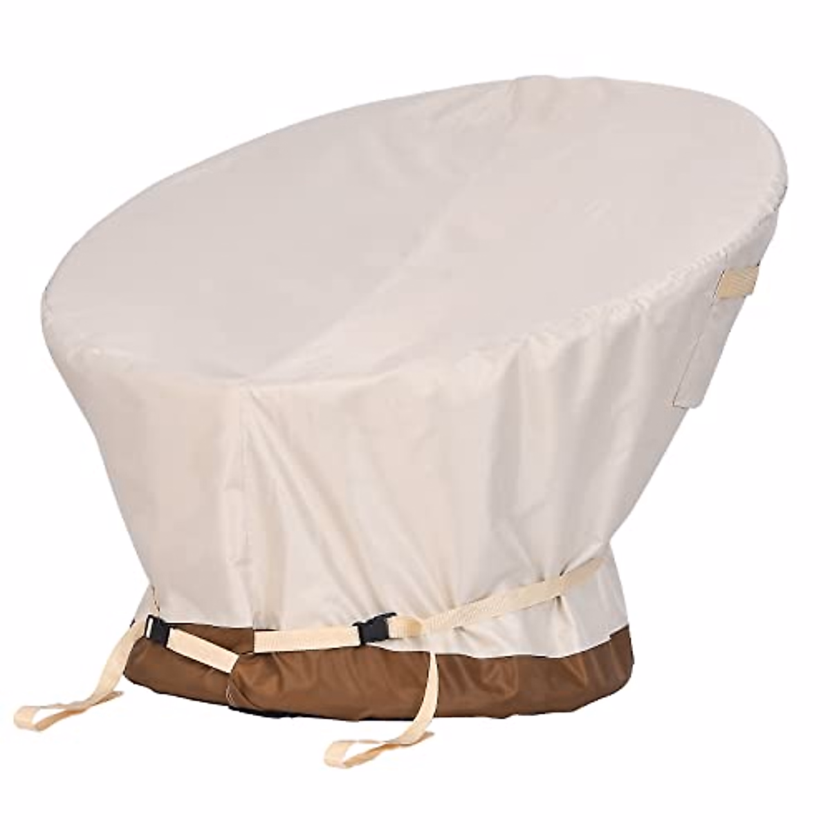 Papasan Chair Cover, 420D Thicken Waterproof Outdoor Papasan Pation Chair Covers, Papasan Chair Slip Covers With Handles, Ventilation Holes, Adjustable Fixed Wind Straps-54" Dia × 39" Height, Beige