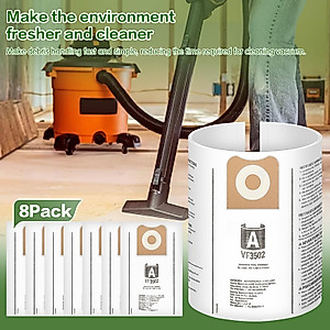 8 Pack VF3502 Vacuum Bags Compatible with Ridgid 12 to 16 Gallon Wet Dry Vacuums, High Efficiency Replacement Filter Bags for Model WD1950 WD1956 WD1850 WD1851 RV2400HF WD1450 WD1680 WD1270