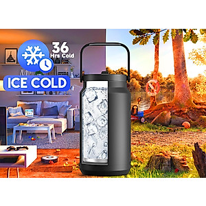 Meoky 50 oz Tumbler with Handle, Stainless Steel Vacuum Insulated Water Bottle, Keeps Cold for 36 Hours, 100% Leak Proof, BPA-free, Non-slip Base (Night