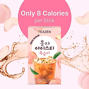 Teazen Summer Peach Iced Tea, Sugar Free, Uva Black Tea, Hydration Drink Mix, 10 Sticks, 1.76oz