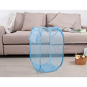 Foldable Clothes Baskets Laundry Sorters Baby Storage Bin Kids Hamper for Toys,Stray Socks,Dish Cloths,Small Garments,Sky Blue