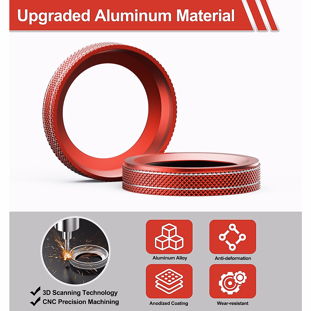 Sinvanho Interior Accessories for Toyota Tacoma 2023 2022 2021 2020 with 8" or 7" Touchscreens, Decorated A/C Vent Trim Rings Button Knob Covers for Air Conditioner Radio Switch (Button KNOB)