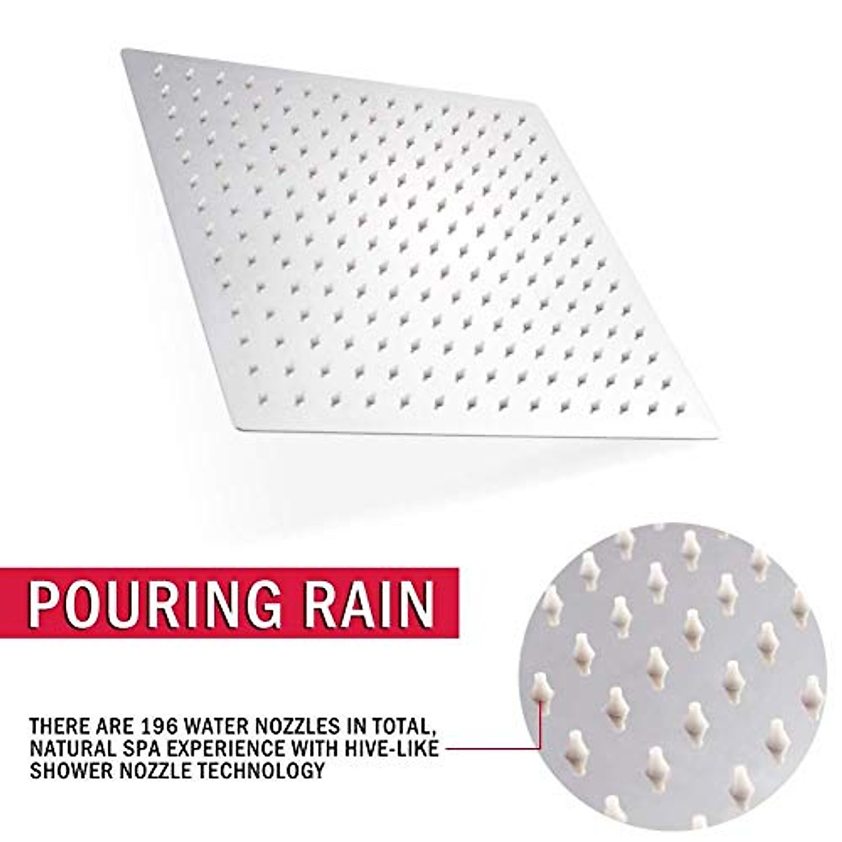 Ehauuo LED Rain Shower Head, 12" Rainfall Shower Head Water Temperature Controlled 3 Colors Lights Changing Water, High-Pressure Bathroom Shower Head