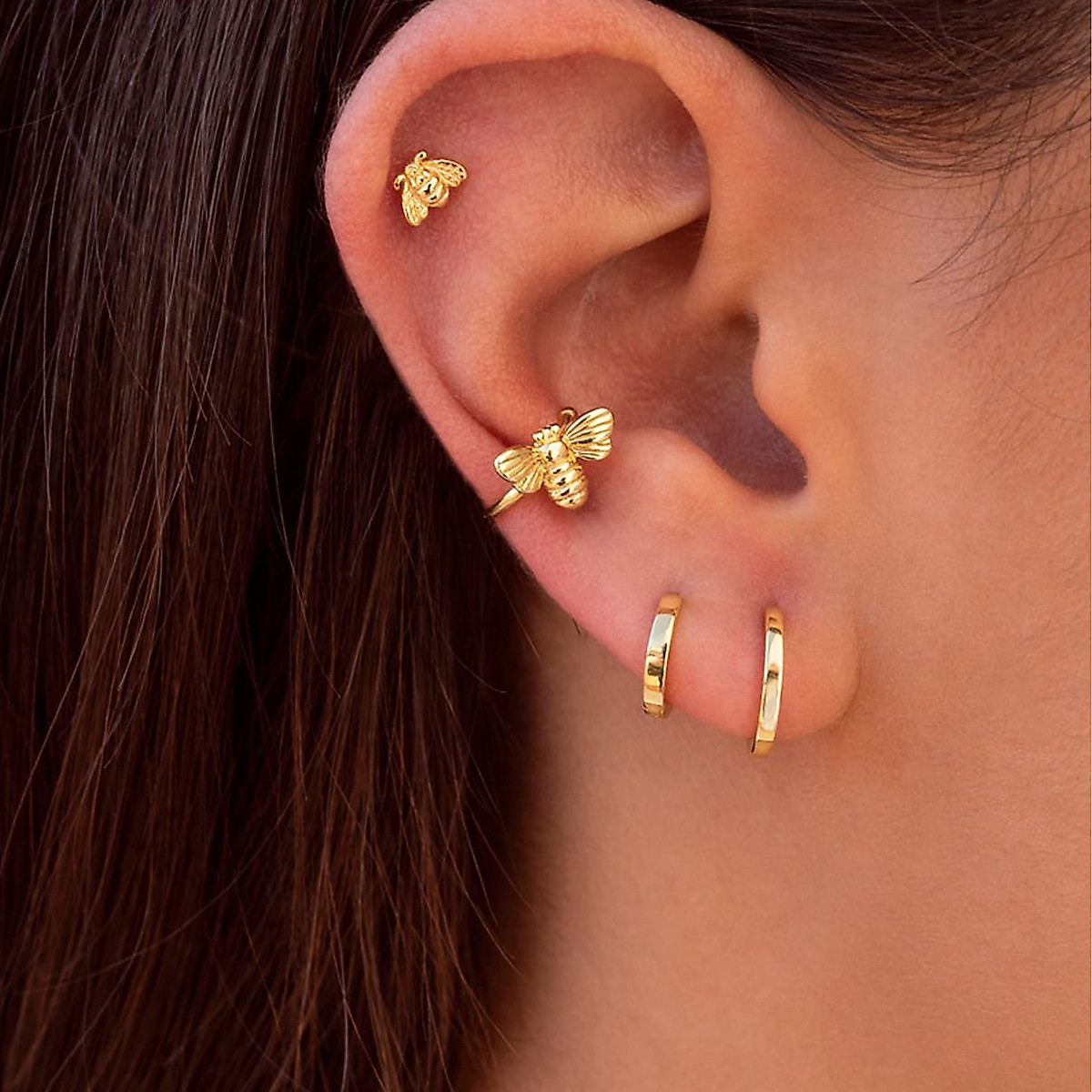 Gold Huggie Hoop Earrings, Tiny Mini Hoop Earrings Set Hypoallergenic Small Gold Hoop Earrings for Women