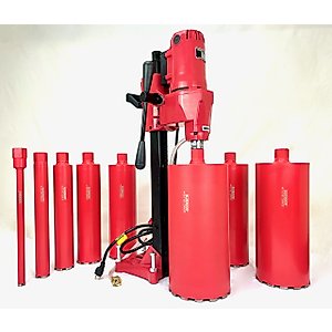 NEW CORE DRILL PACKAGE DEAL CONCRETE CORING Model 8Z1 + 1" - 8" Diamond WET Coring Bit Set by BLUEROCK Tools