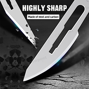 Swpeet 77Pcs 9 Styles #10#11#12#15#20#21#22#23#24 Scalpel Blades Surgical Grade Blades with #3#4 Scalpel Knife Handle Assortment Kit,Biology Lab Knives for Biology Lab Anatomy, Cutting