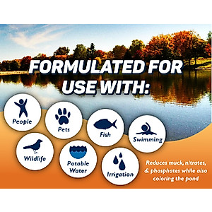 Crystal Blue Pond Booster - Crystal Blue Pond Dye & Natural Pond Cleaner Combo - Treats up to 1 Acre - Crystal Blue Water While Reducing Muck & Sludge - 1 Gallon