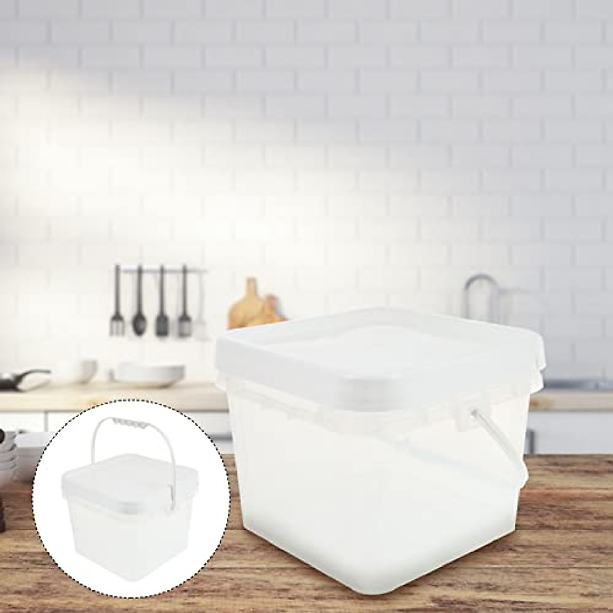 Cabilock Wit L Fresh Bucket Pail Freezer Jam for Handheld Ice Reusable Containers Keeping Homemade Pp Cream Dessert Food-grade Handle Refrigerator Holder Organizer Tank Tub Square with