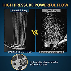 DAKINGS 6 Modes High Flow Handheld Shower Head Set Upgraded 5 Inch Shower Heads with Handheld Spray with Premium Chrome Hand Held Showerhead 60 Inch Stainless Steel Hose for Low Water Pressure